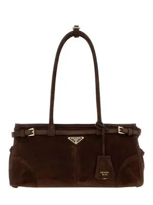 Prada PRADA Suede Shoulder Bag Brown