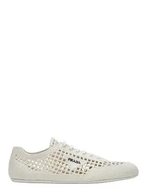 Prada Ivory Crochet Knit Sneakers - White