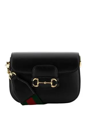 Gucci Horsebit 1955 Mini Leather Shoulder Bag With Removable Strap - Black