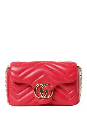 Gucci GUCCI GG Marmont Matelassé Nappa Mini Shoulder Bag Red