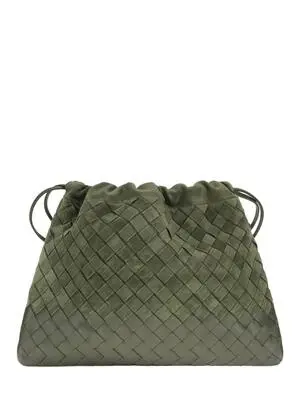 Bottega Veneta Bottega Veneta Intrecciato Woven Calf Leather Bucket Clutch Green