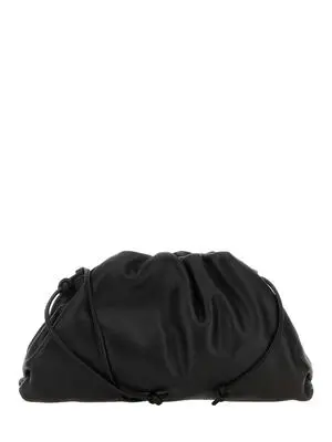 Bottega Veneta Draped Calfskin Leather Mini Bag With Shoulder Strap - Black