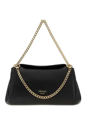 Prada Shoulder Bag With Gold Tone Chain Strap - Black