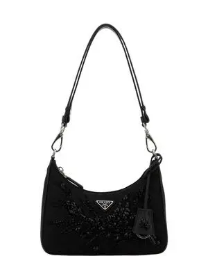 Prada Embellished Re-nylon Mini Bag - Black