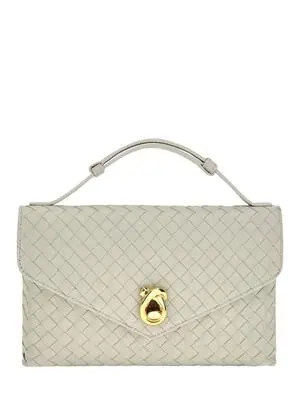 Bottega Veneta Bottega Veneta Small Knot Lock Intrecciato Leather Top Handle Bag Gray