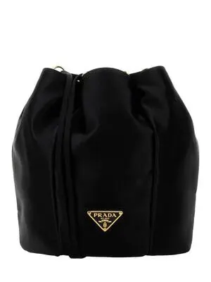 Prada Satin Bucket Bag - Black
