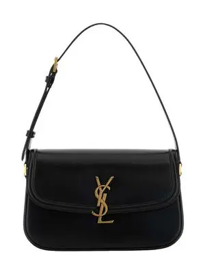 Saint Laurent Lambskin Leather Shoulder Bag With Gold Tone Logo - Black