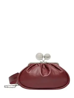 Max Mara WEEKEND MAX MARA Leather Clutch With Ball Clasp Red