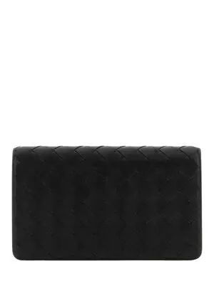 Bottega Veneta Intrecciato Nappa Leather Wallet On Chain - Black