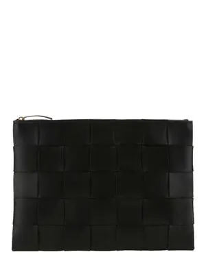 Bottega Veneta Bottega Veneta Rectangular Clutch In Intrecciato Lambskin Black
