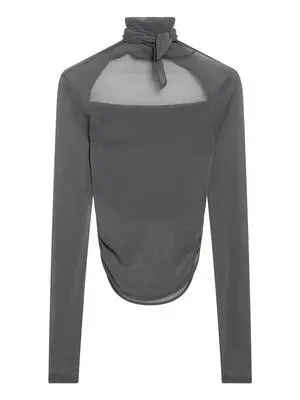 LEMAIRE Grey Mesh Jersey Ballerina Top With Integrated Scarf - Silver
