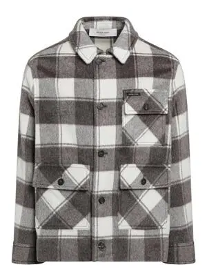 GOLDEN GOOSE Shirt Jacket With Taupe/cream Check Pattern In Mohair Blend - Multicolor