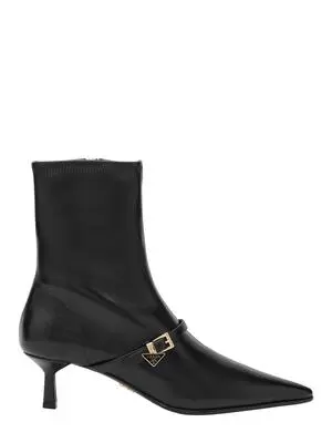 Prada Stretch Nappa Leather Ankle Boots - Black