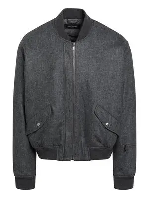 Dolce & Gabbana Grey Melange Wool Zip-up Bomber Jacket - Gray