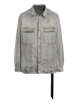 Rick Owens Oversized Shirt In Mineral Grey Washed Denim - Gray