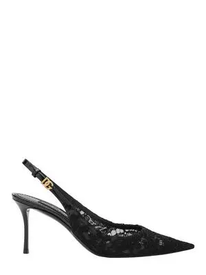 Dolce & Gabbana Lace And Patent Slingback Pumps - Black