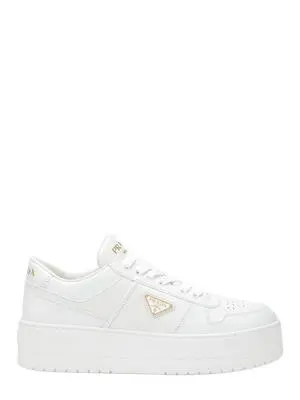 Prada Downtown Bold Leather Platform Sneakers - White