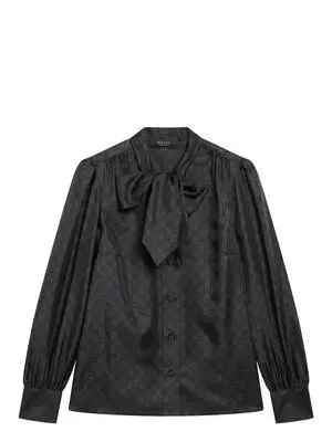 Gucci Silk Twill Gg Print Shirt - Black