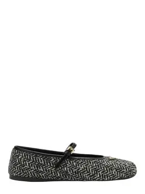 Prada Fabric Ballerinas With Black Pattern - White