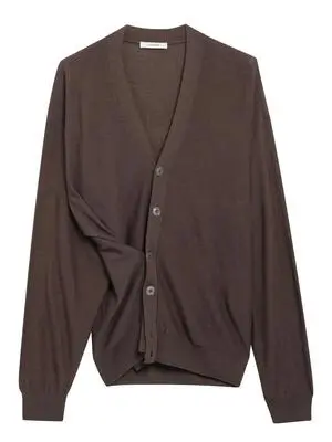 LEMAIRE Lemaire Twisted Merino Wool Blend Cardigan Brown