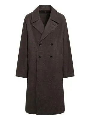 LEMAIRE Long Double-breasted Wool And Alpaca Blend Coat - Brown