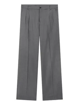 Dolce & Gabbana Grey Melange Flannel Pleated Trousers - Gray