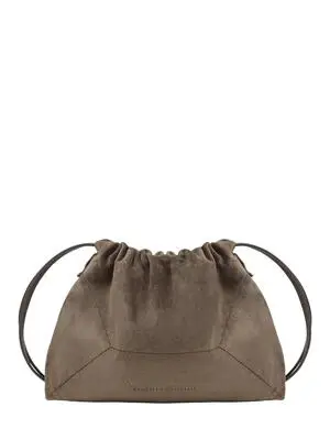 Brunello Cucinelli Brunello Cucinelli Suede BC Duo Pouch Bag With Monile Brown
