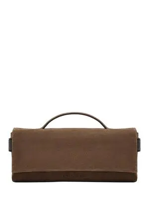 Brunello Cucinelli Suede Clutch Bag With Monili Embellishment - Brown