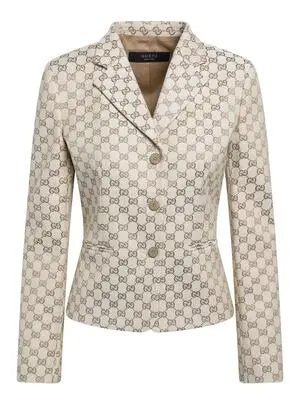 Gucci Gucci Fitted Jacket In New Sand Gg Cotton Women Cream