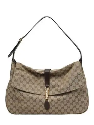 Gucci Jackie Flap Large Gg Fabric Shoulder Bag - Cream