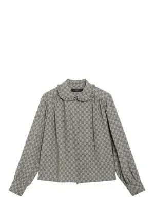 Gucci Gg Print Silk Crêpe De Chine Shirt - Cream