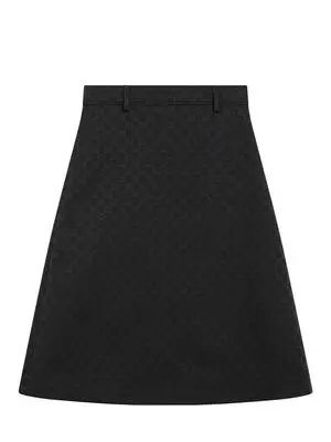 Gucci Gg Cotton Blend Midi Skirt - Black