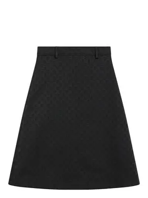 Gucci Gg Cotton Blend Midi Skirt - Black