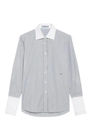Prada Prada Striped Cotton Shirt Blue