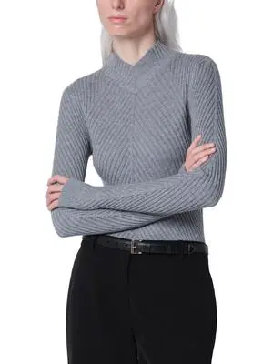 Victoria Beckham VICTORIA BECKHAM Ribbed Merino Wool Sweater Gray