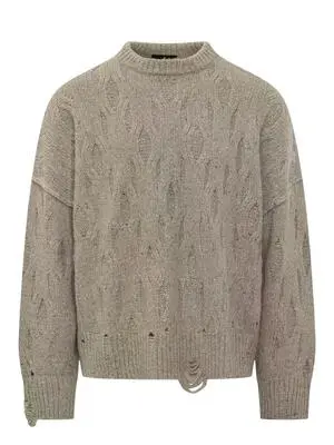 REPRESENT Distressed Cable-knit Sweater - Neutrals