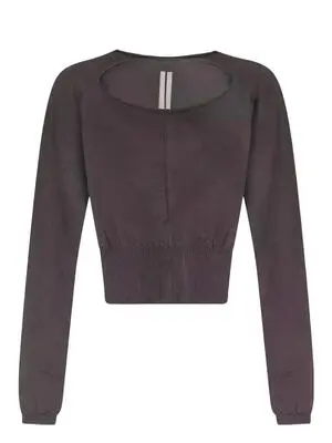 Rick Owens Cropped Ribbed-trim Sweater - Grey