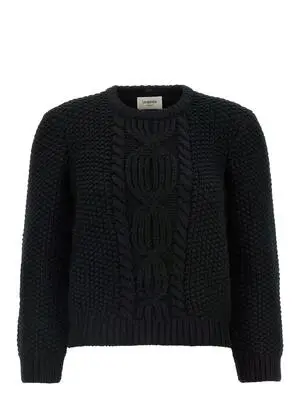 Saint Laurent Crew Neck Wool Sweater - Black