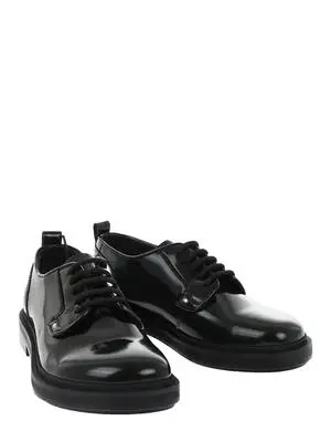AMI Paris Patent Leather Round Toe Derby Shoes - Black