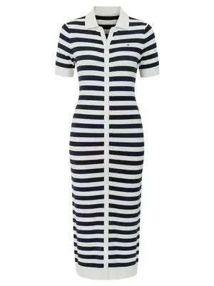 TOMMY HILFIGER Tommy Hilfiger Striped Polo Collar Midi Dress