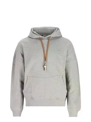 Loewe Anagram Embroidered Cotton Hoodie - Grey