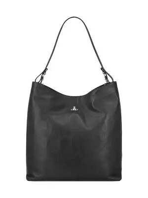 VIVIENNE WESTWOOD Large Lottie Orb-plaque Leather Shoulder Bag - Black
