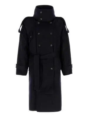 FERRAGAMO Salvatore Wool Blend Coat - Blue