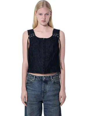 Our Legacy Corset Top With Lace Panel Construction - Black
