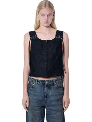 Our Legacy Corset Top With Lace Panel Construction - Black
