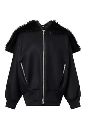 Simone Rocha Split Hood Wool-blend Jacket - Black/black