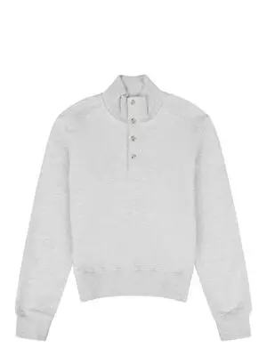 ENTIRE STUDIOS 3/4 Sleeve Ribbed Hem Cotton Sweater - Grigio