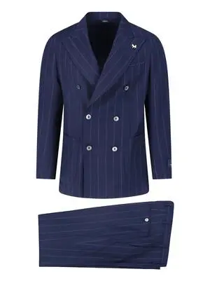 TOMBOLINI Double-breasted Pinstripe Suit - Blue