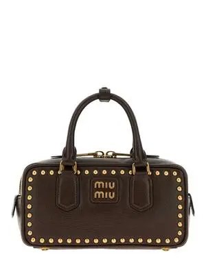 MIU MIU MIU MIU Leather Arcadie Handbag With Studs