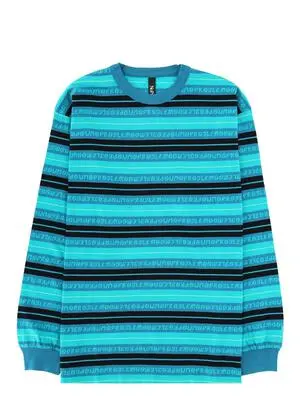 NO PROBLEMO Striped Jacquard T-shirt - Azure